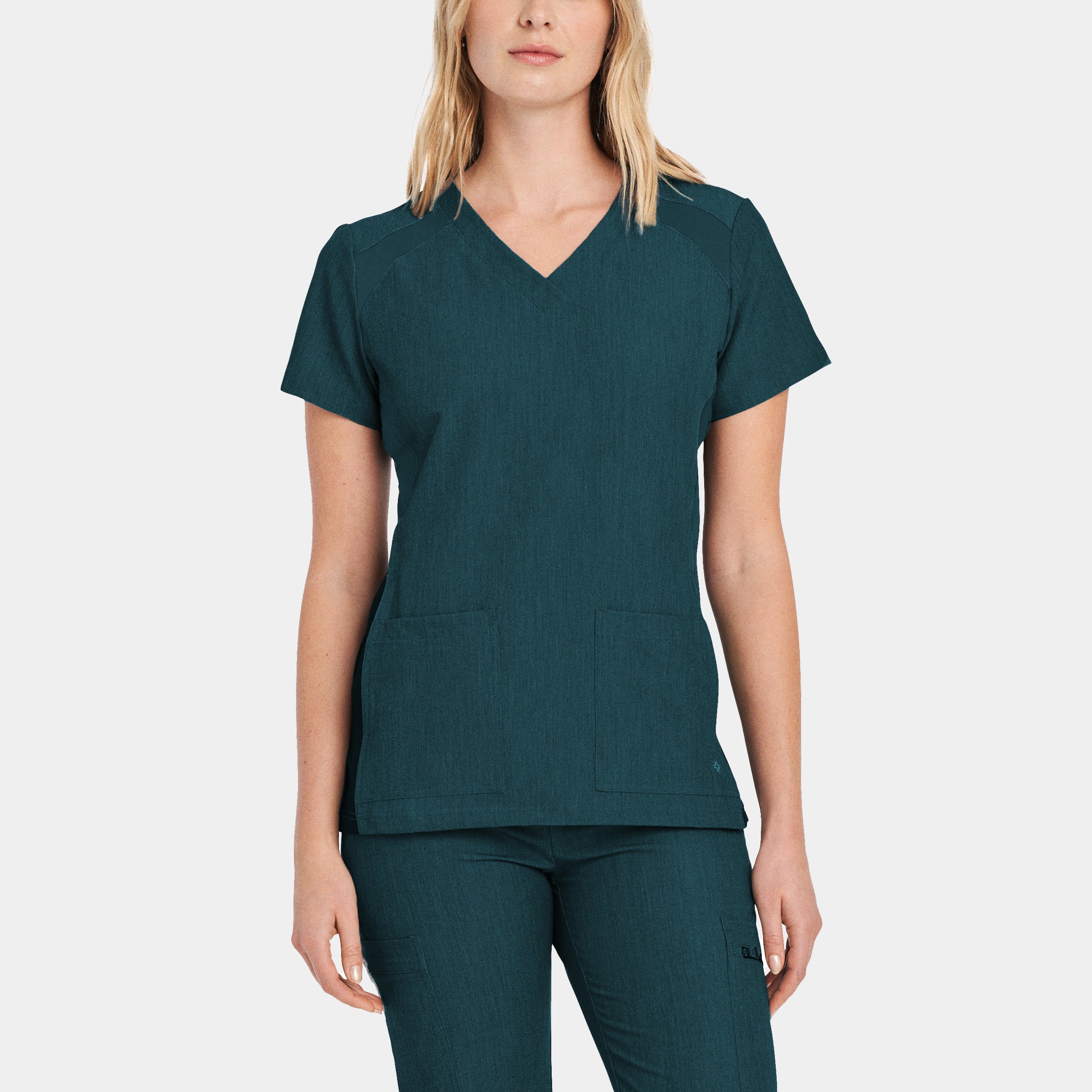 White Cross V-Tess 4-Pocket V-Neck Scrub Top | Caribbean | Kindthread ...