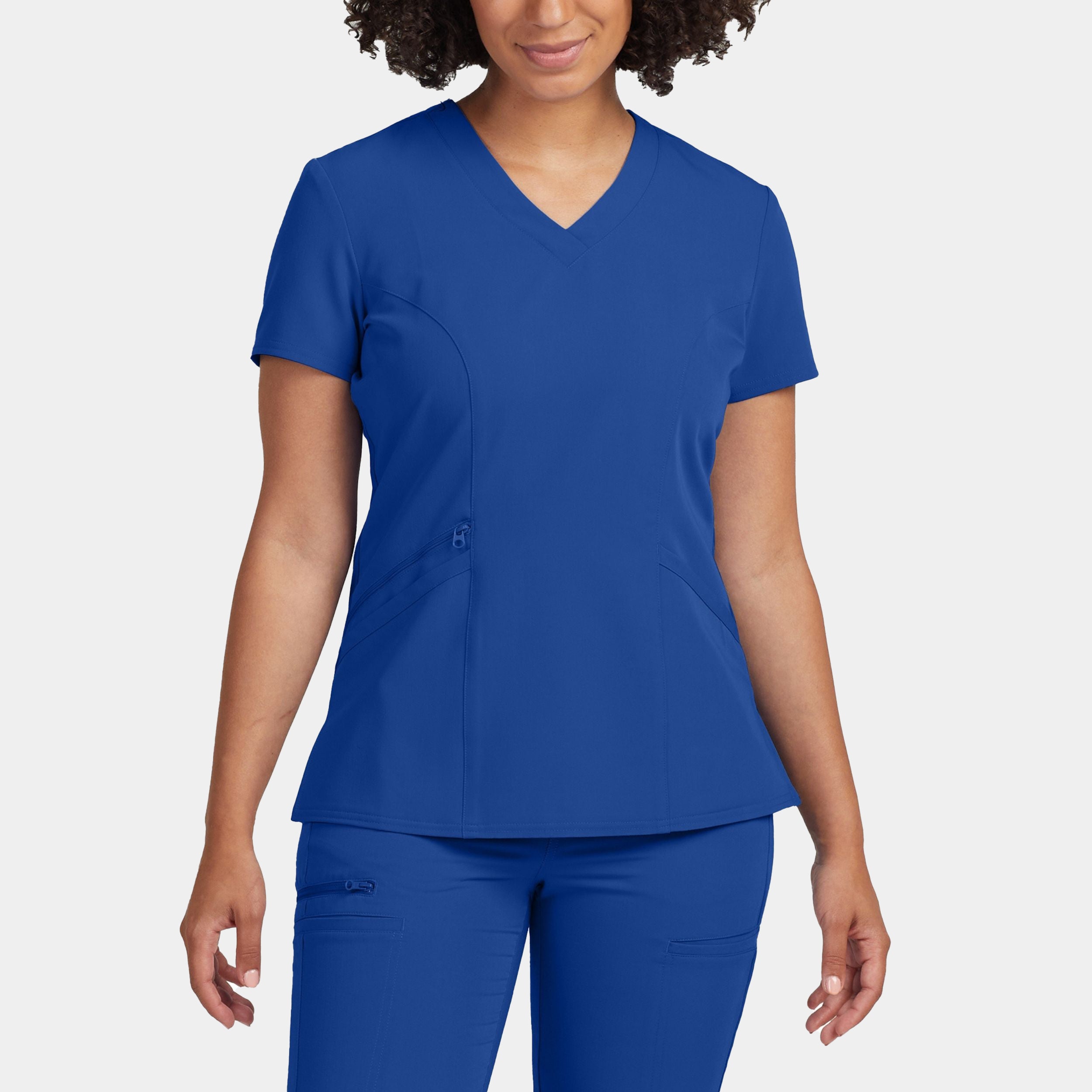 White Cross V-Tess 3-Pocket V-Neck Scrub Top | Royal | Kindthread – b2b ...