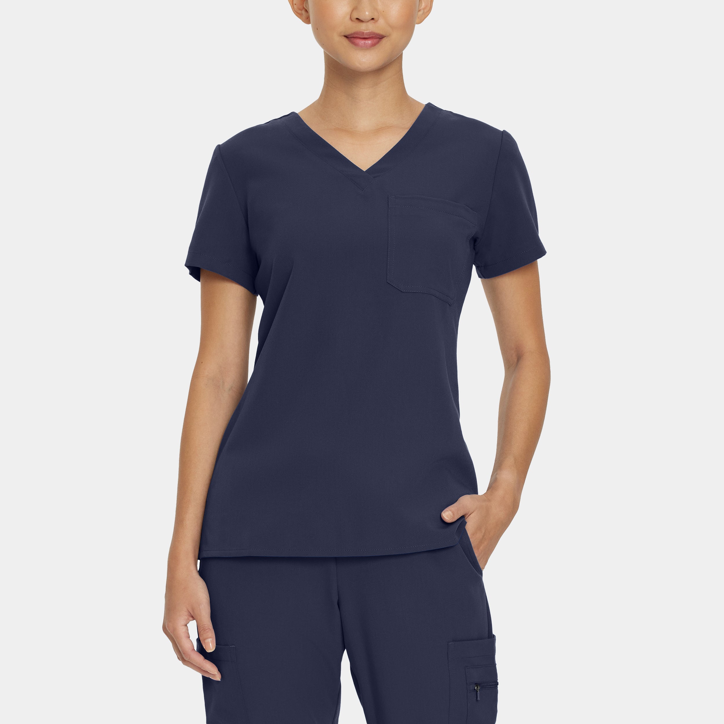 White Cross V-Tess 1-Pocket V-Neck Scrub Top | Navy | Kindthread – b2b ...