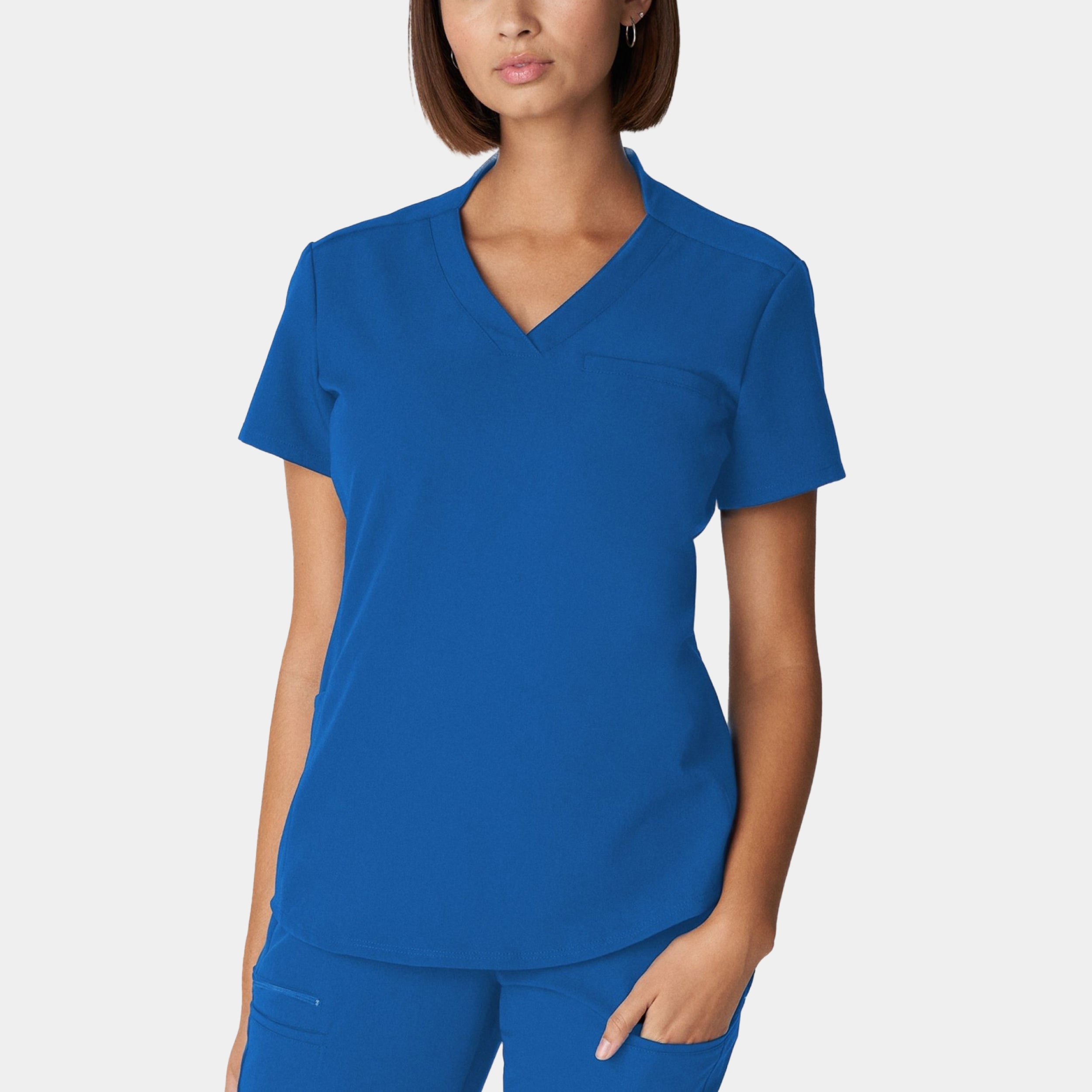 White Cross V-Tess 2-Pocket V-Neck Scrub Top | Royal | Kindthread – b2b ...